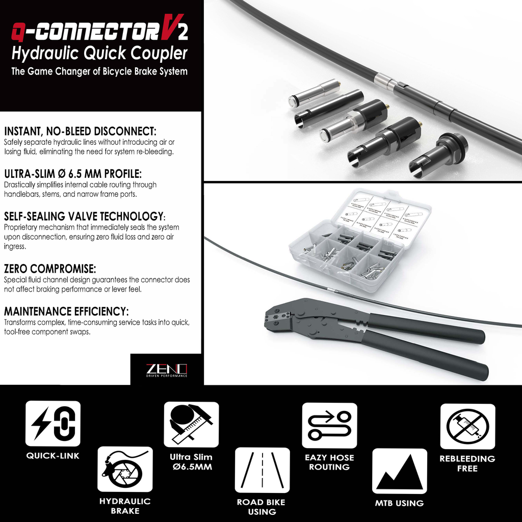 Q-Connector V2 Socket Side Pre-pressed with hose – zenocycle